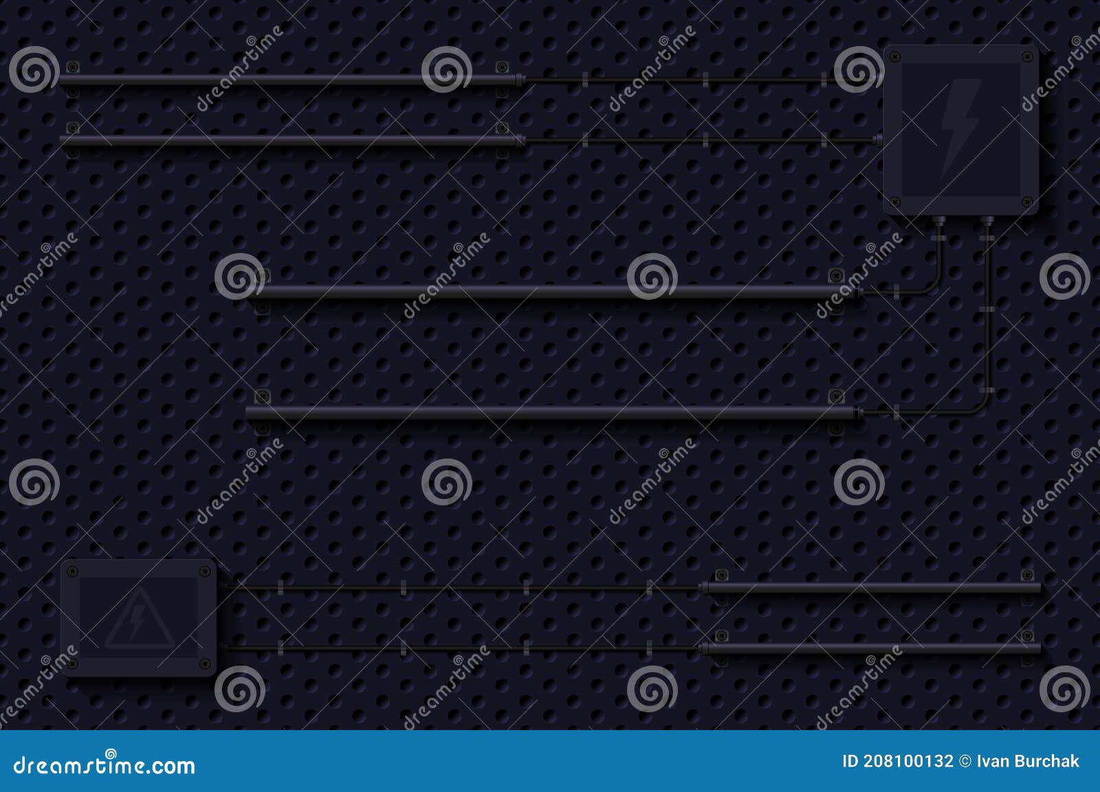 Empty Black Electric Wall, Technical Background Stock Vector ...