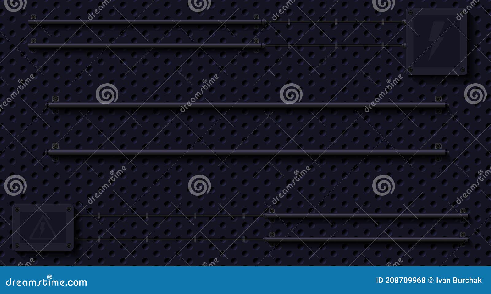Empty Black Electric Wall, Technical Background. Vector Illustration ...