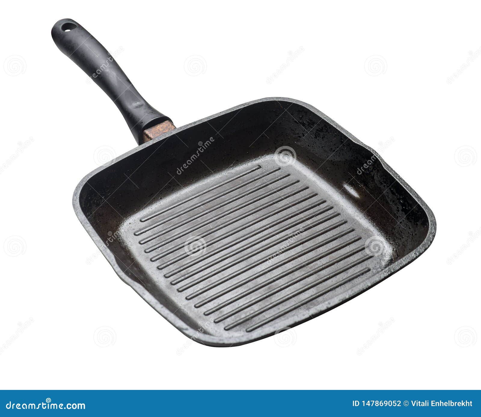 Empty Black Grill Iron Pan with Isolated on White Background Stock ...