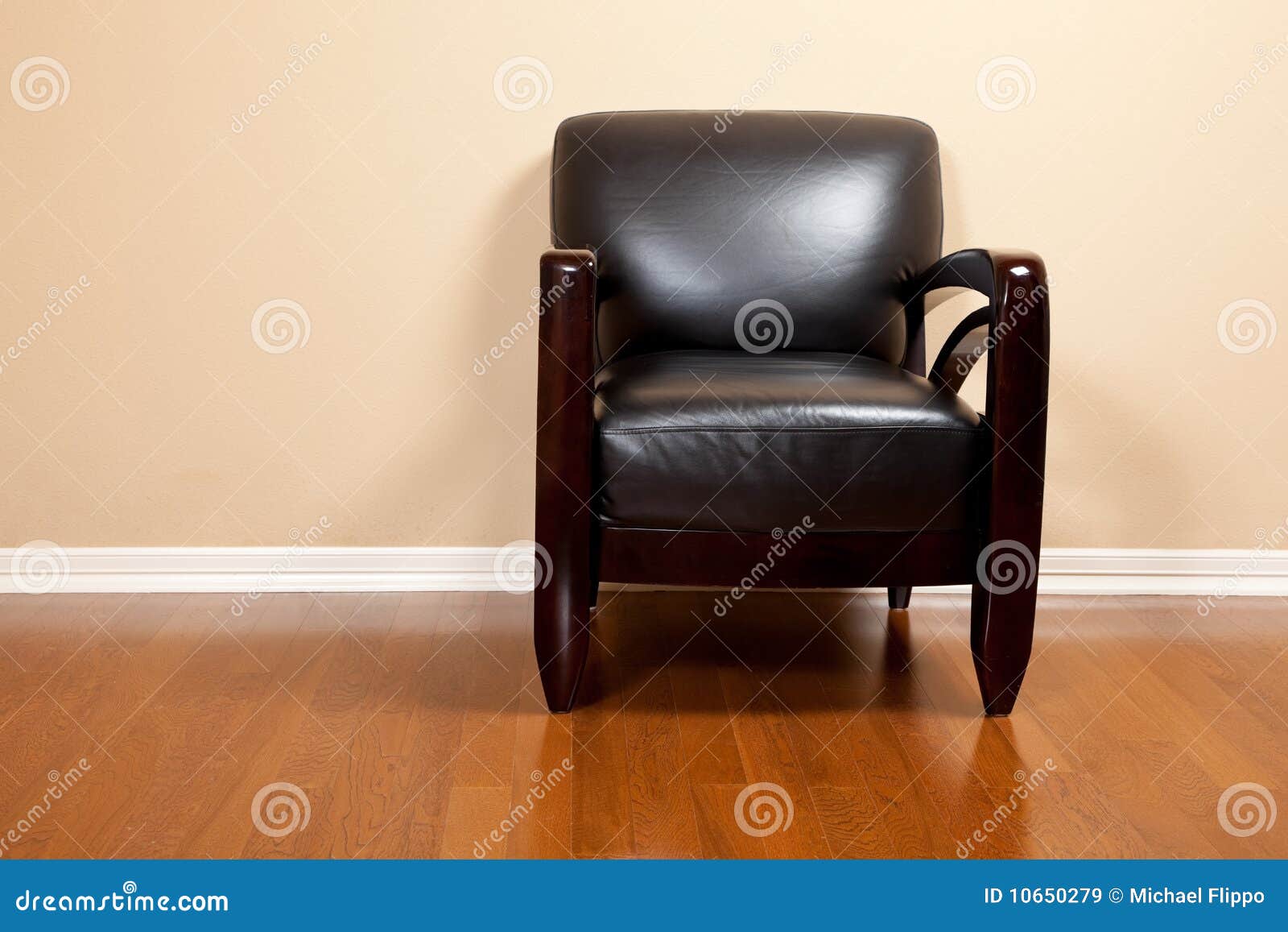 An Empty Black Leather Chair in House Stock Image - Image of isolated ...
