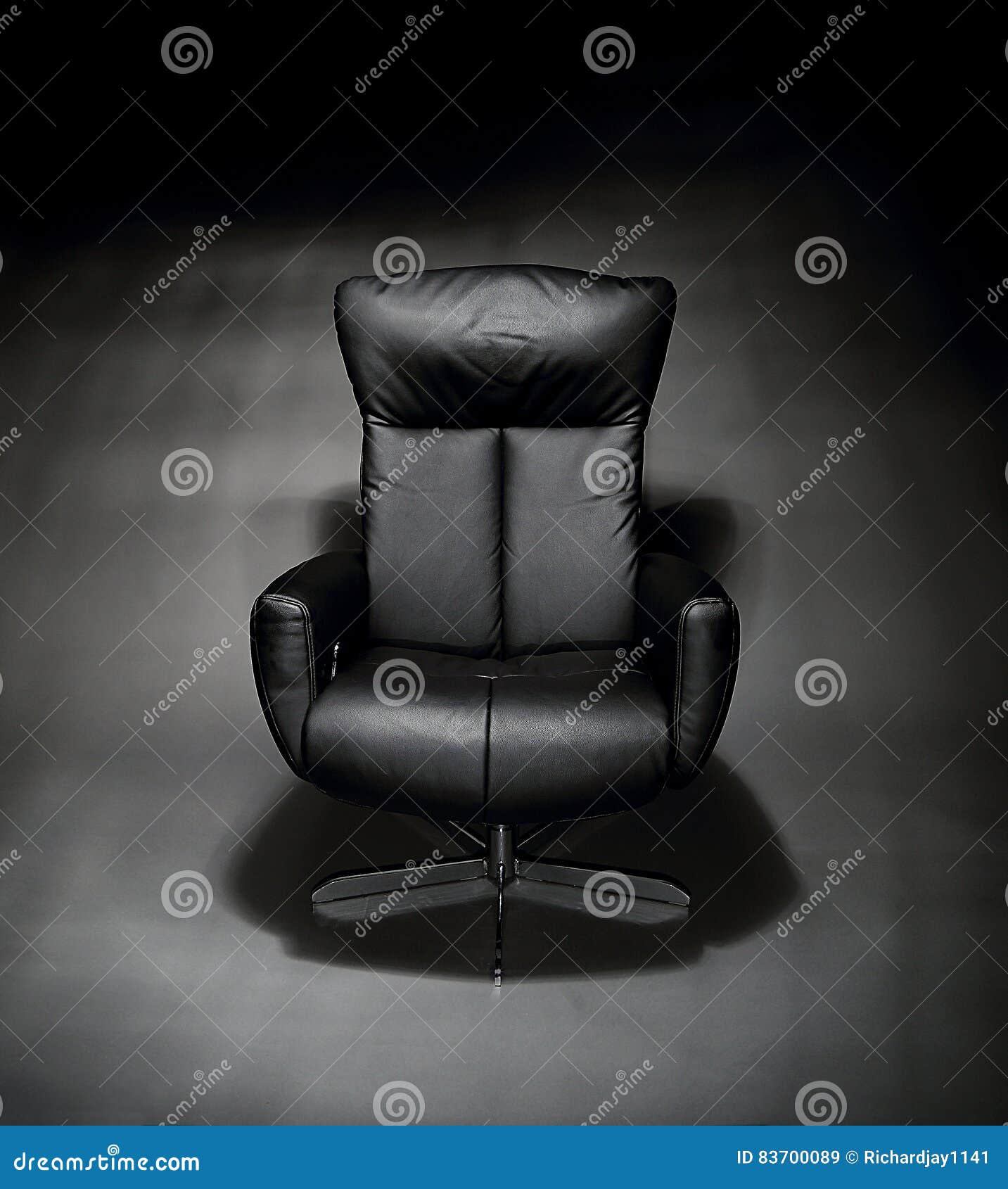 Empty, Black Leather Executive Chair Stock Image - Image of seat ...