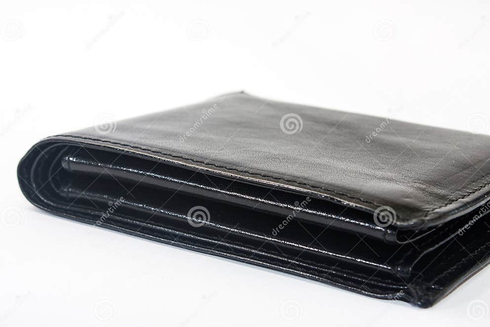 Empty Black Leather Wallet on a White Background Stock Photo - Image of ...