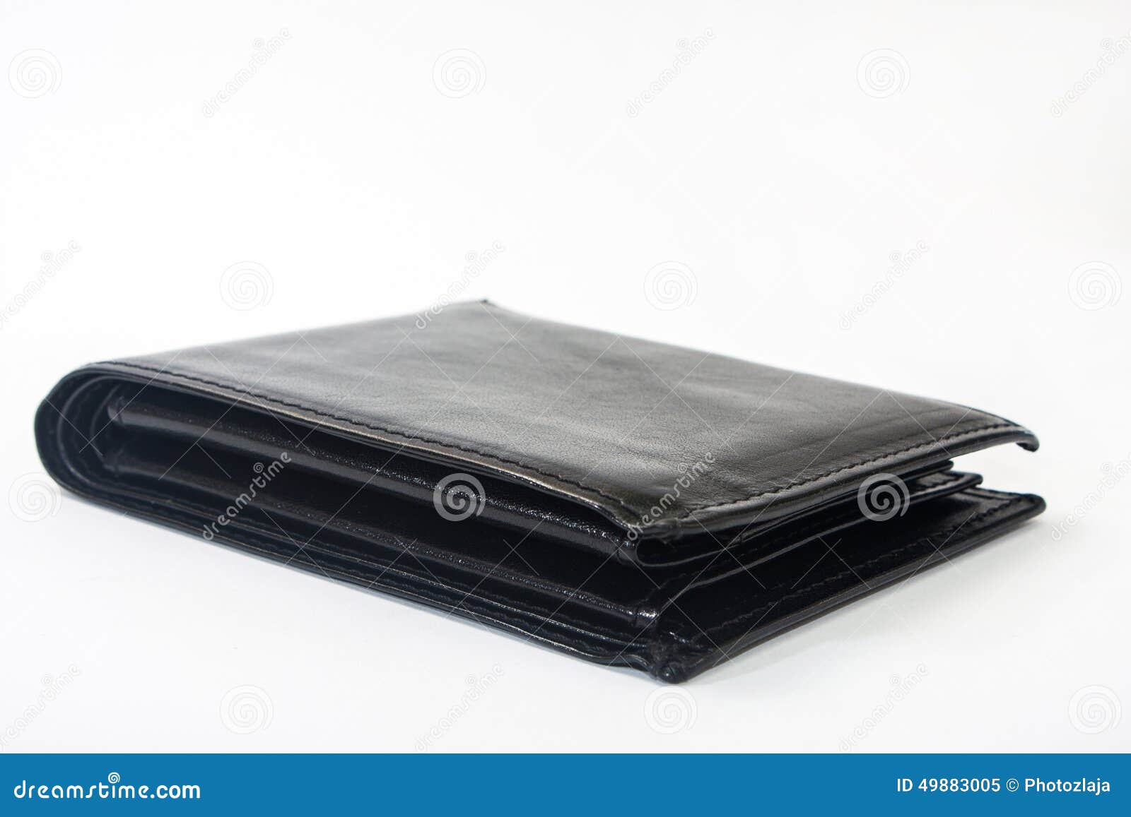 Empty Black Leather Wallet on a White Background Stock Image - Image of ...