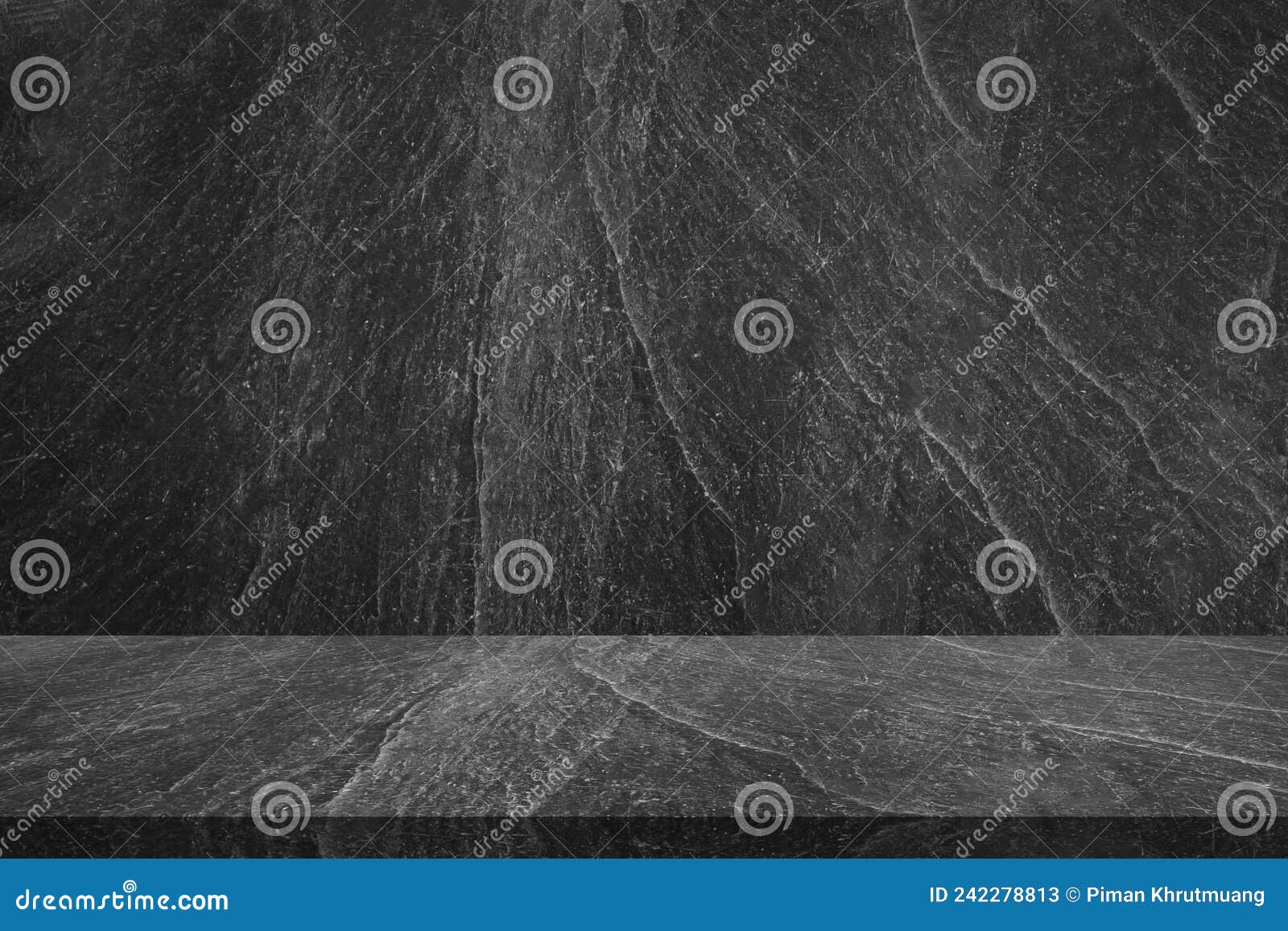 Empty Black Marble Table Top with Black Stone Wall Texture Background ...