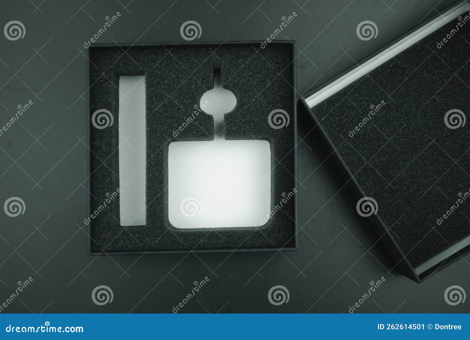 Empty Black Paper Box with Black Sponge Stock Image - Image of package ...