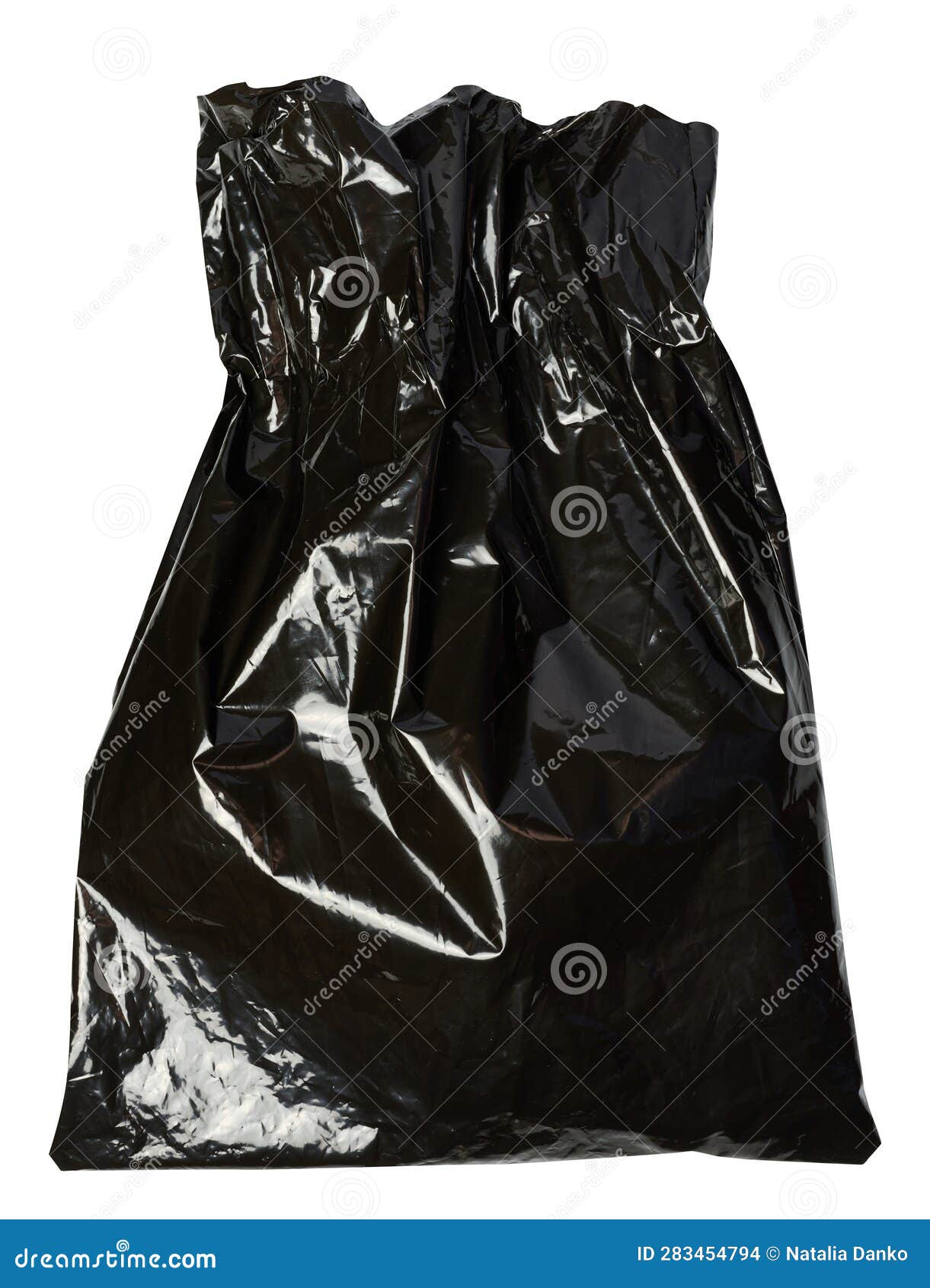 Empty Black Plastic Bag Isolated on White Background Stock Photo ...