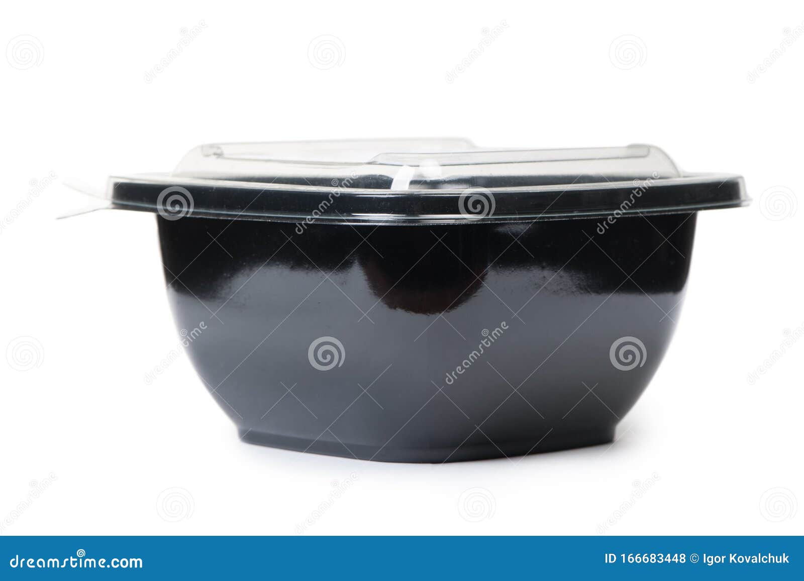 Empty Black Plastic Disposable Take Out Container Stock Photo - Image ...