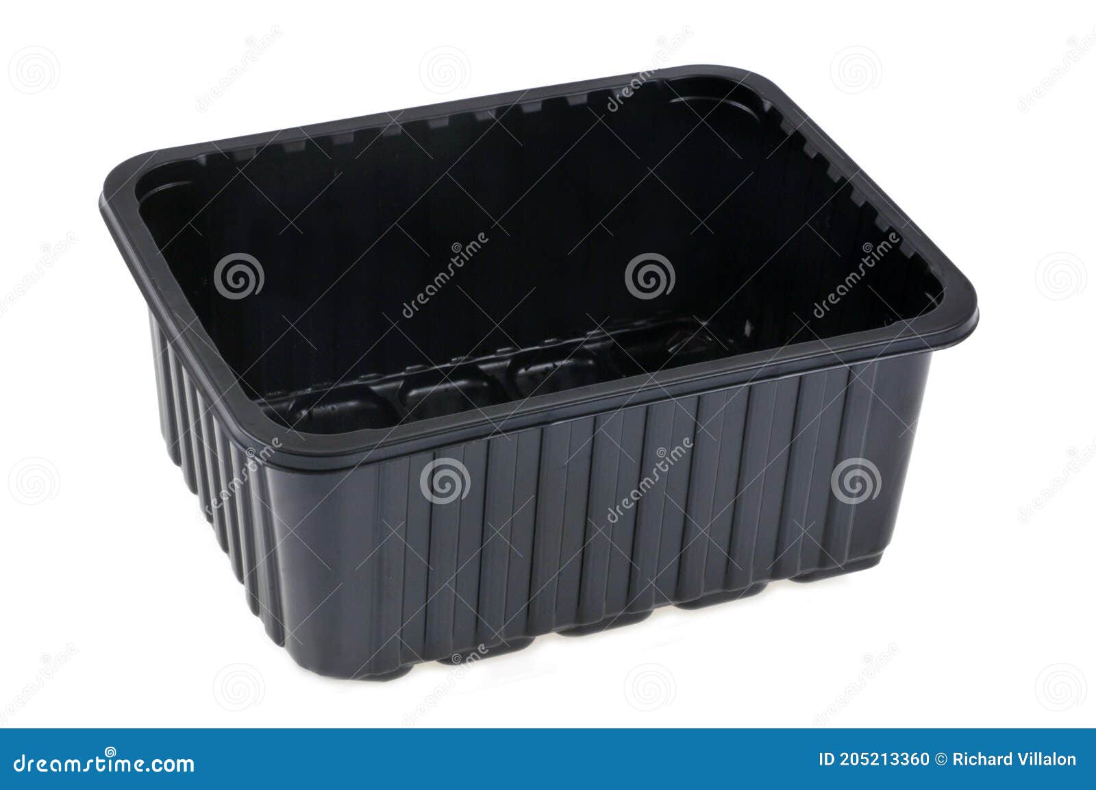 Empty Black Plastic Food Container Close Up on White Background Stock ...
