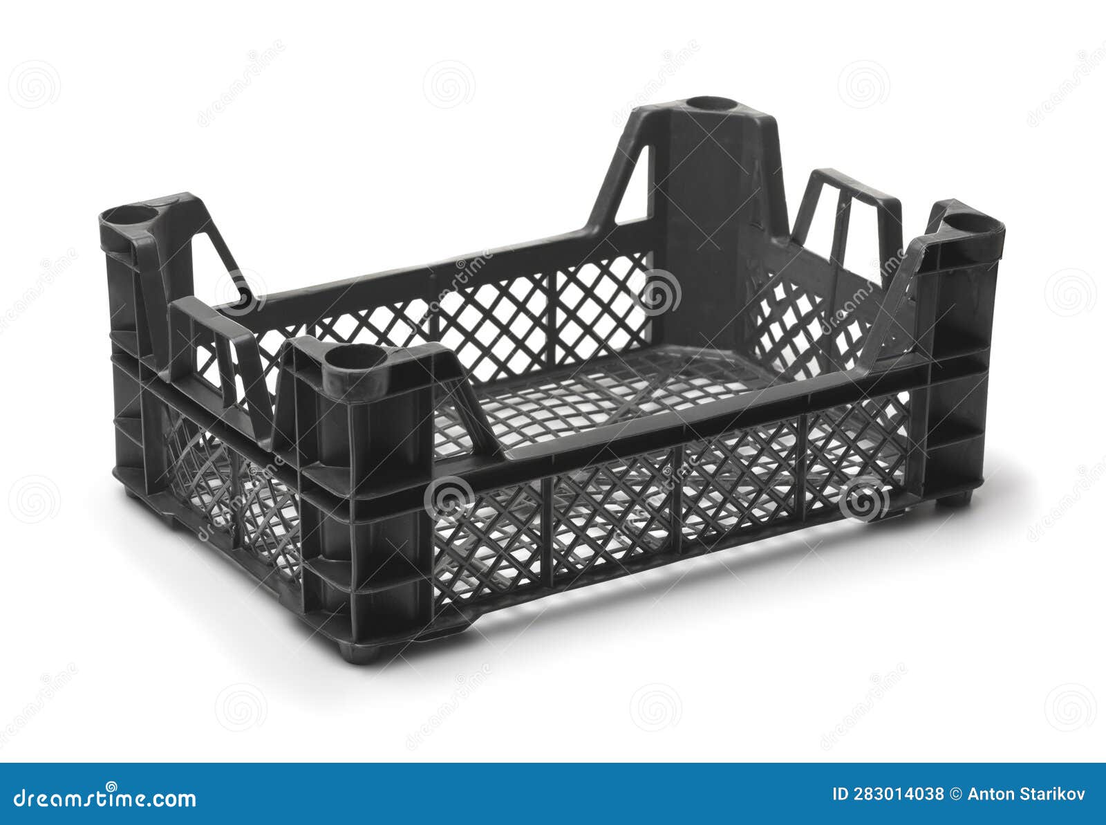 Empty Black Plastic Fruit and Vegetable Crate Stock Photo - Image of ...