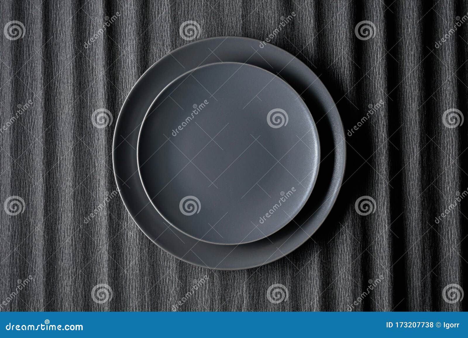 Empty Black Plate on a Black Background. Top View Stock Photo - Image ...