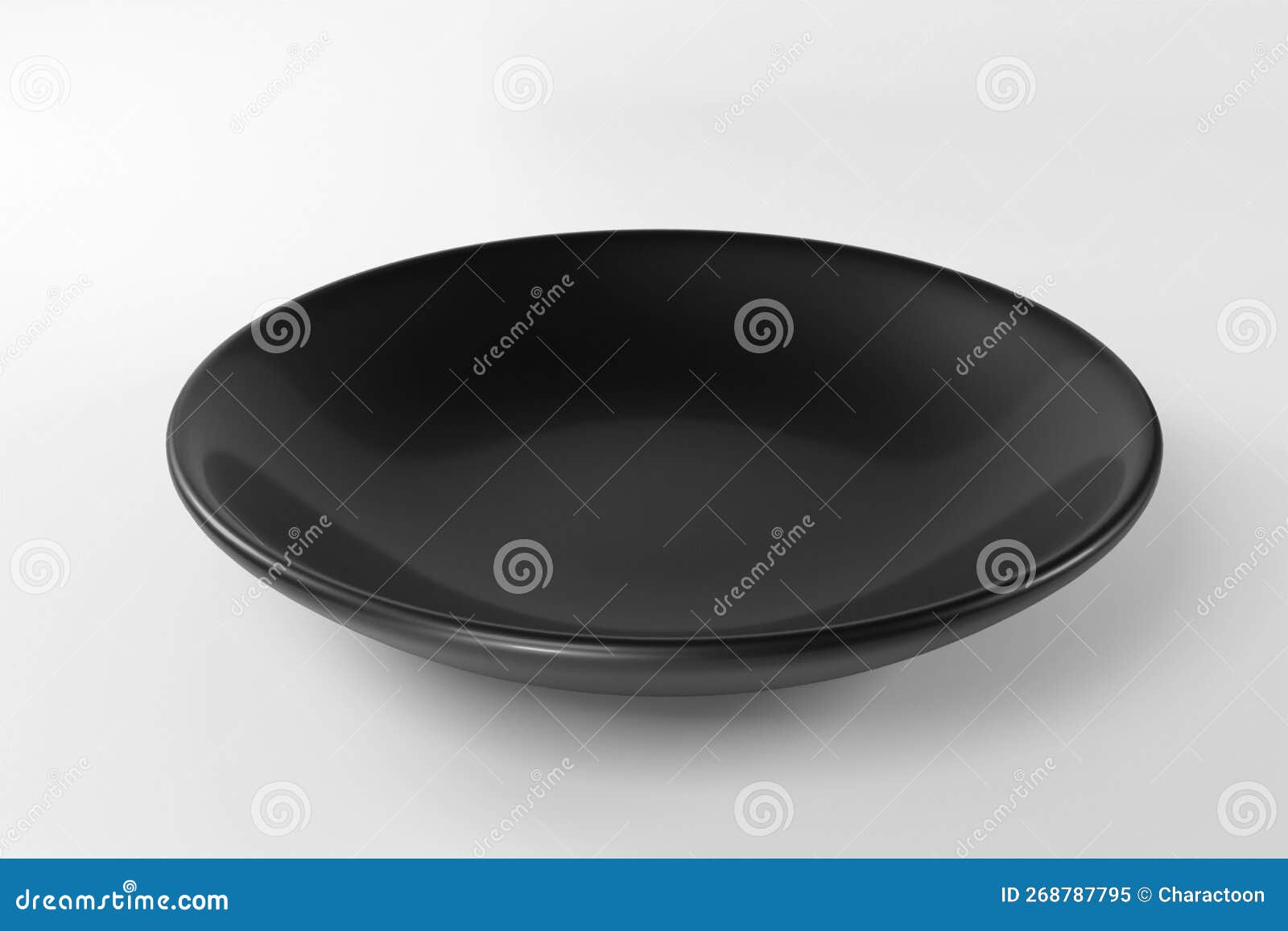 Empty Black Plate Isolated on White Background Stock Illustration ...