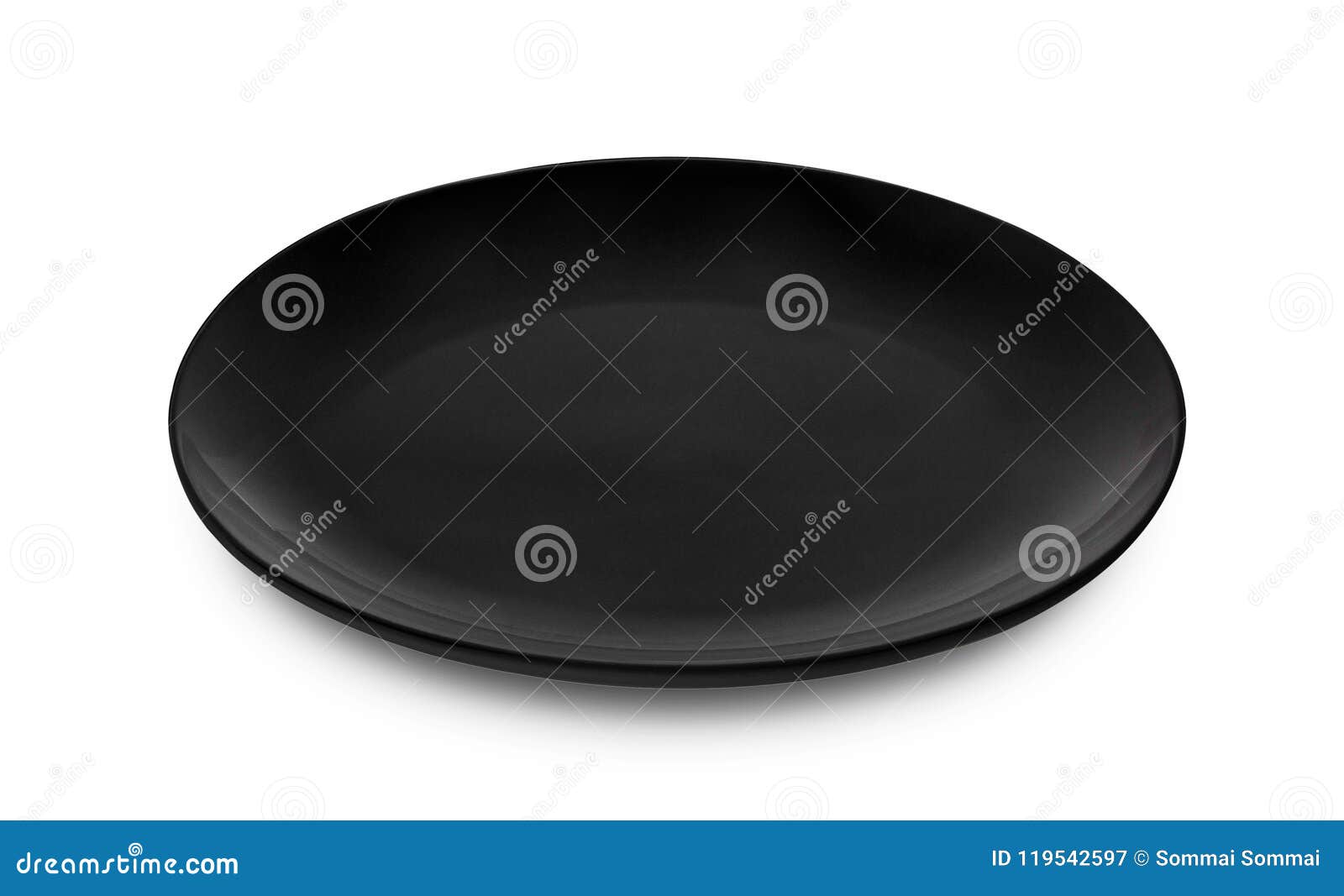 Empty Black Plate on White Background Stock Image - Image of blank ...