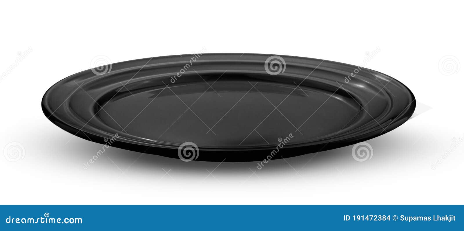 Empty Black Plate on White Background Stock Photo - Image of dining ...