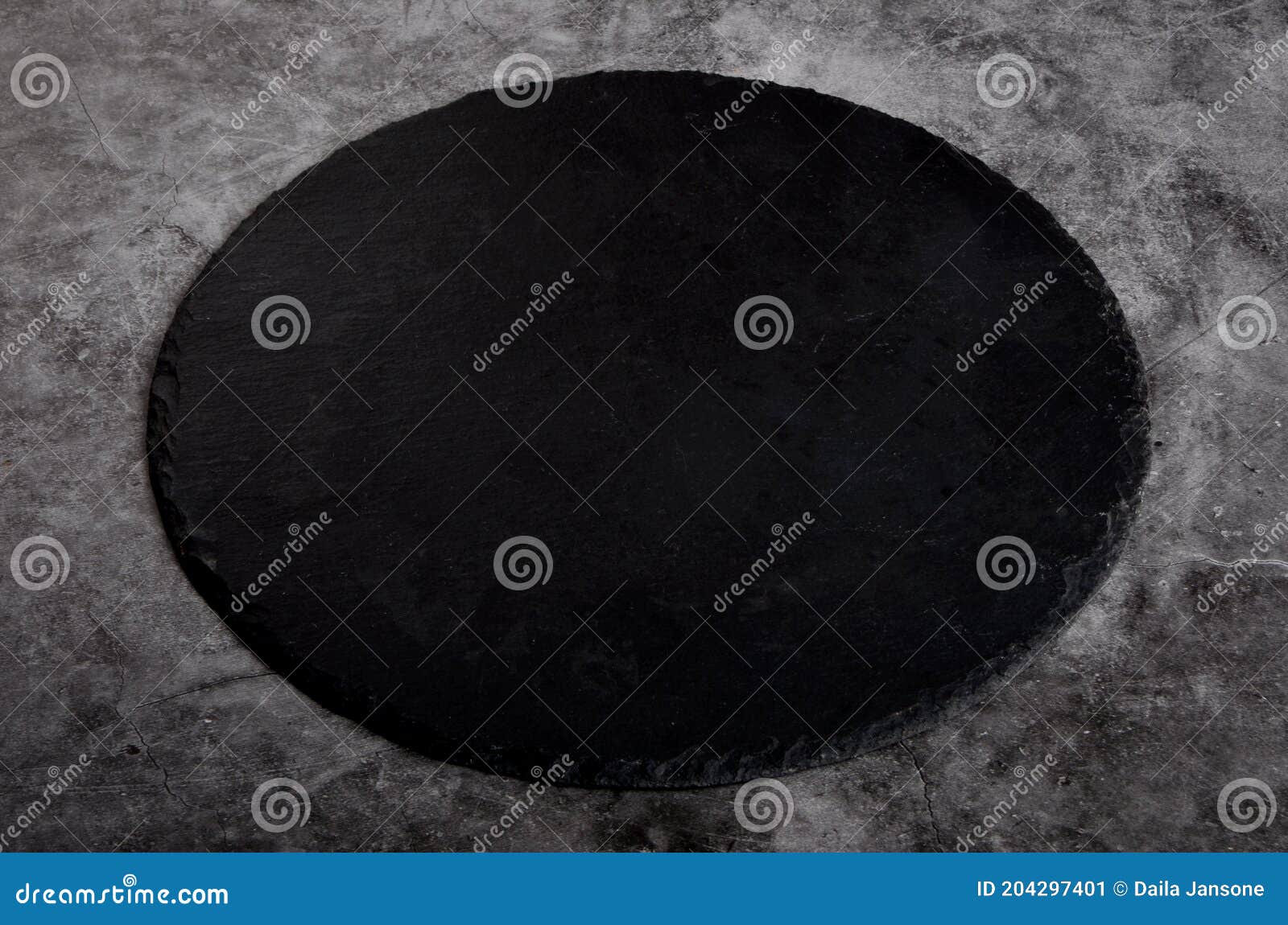 Empty Black Rustic Slate Stone Plate on Dark Concrete Background Stock ...