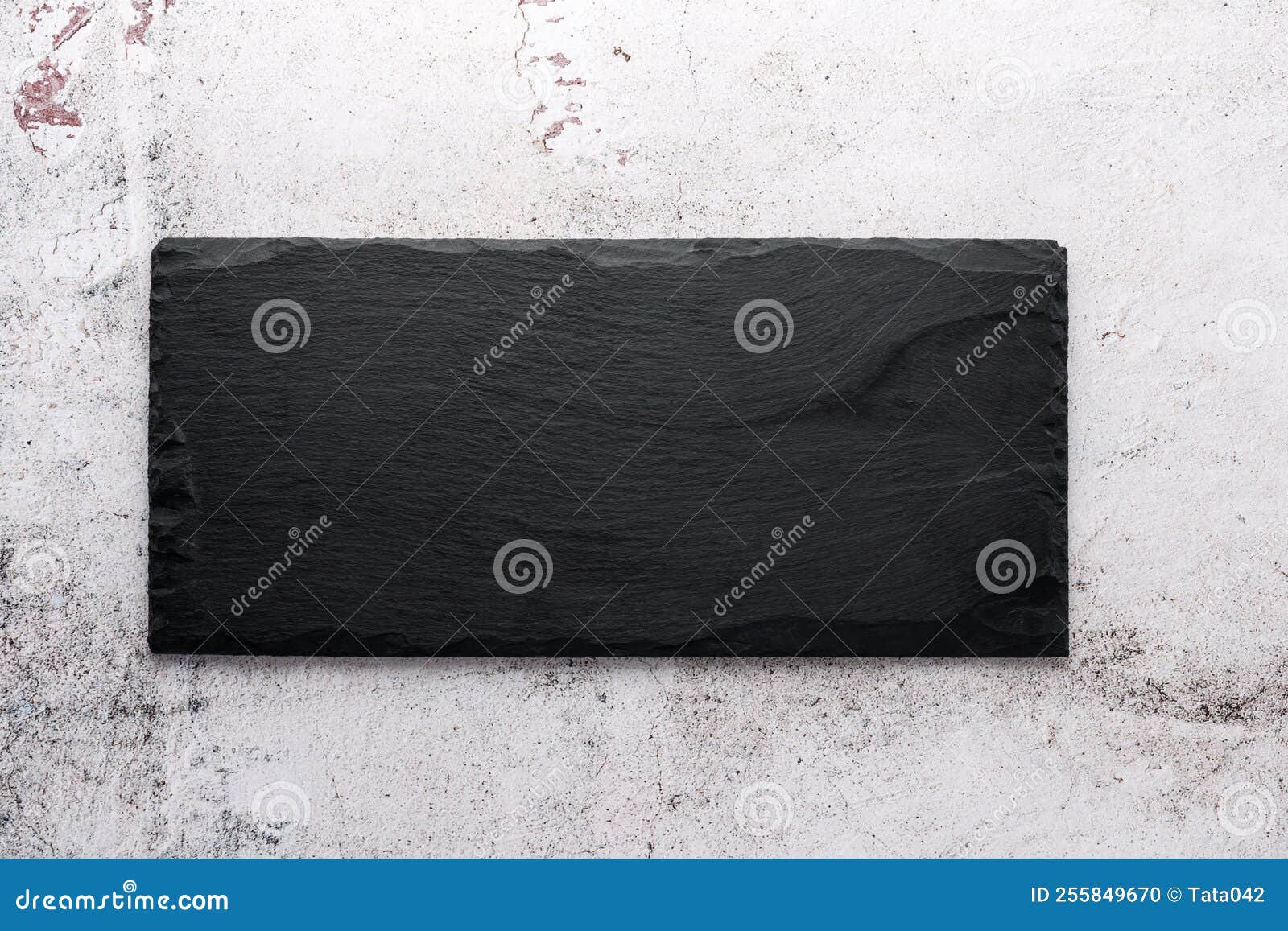 Empty Black Slate Board on Light Damage Concrete Background Stock Photo ...