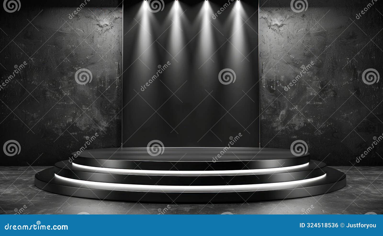 Empty Black Stage with Spotlights. Generative Ai Stock Illustration ...