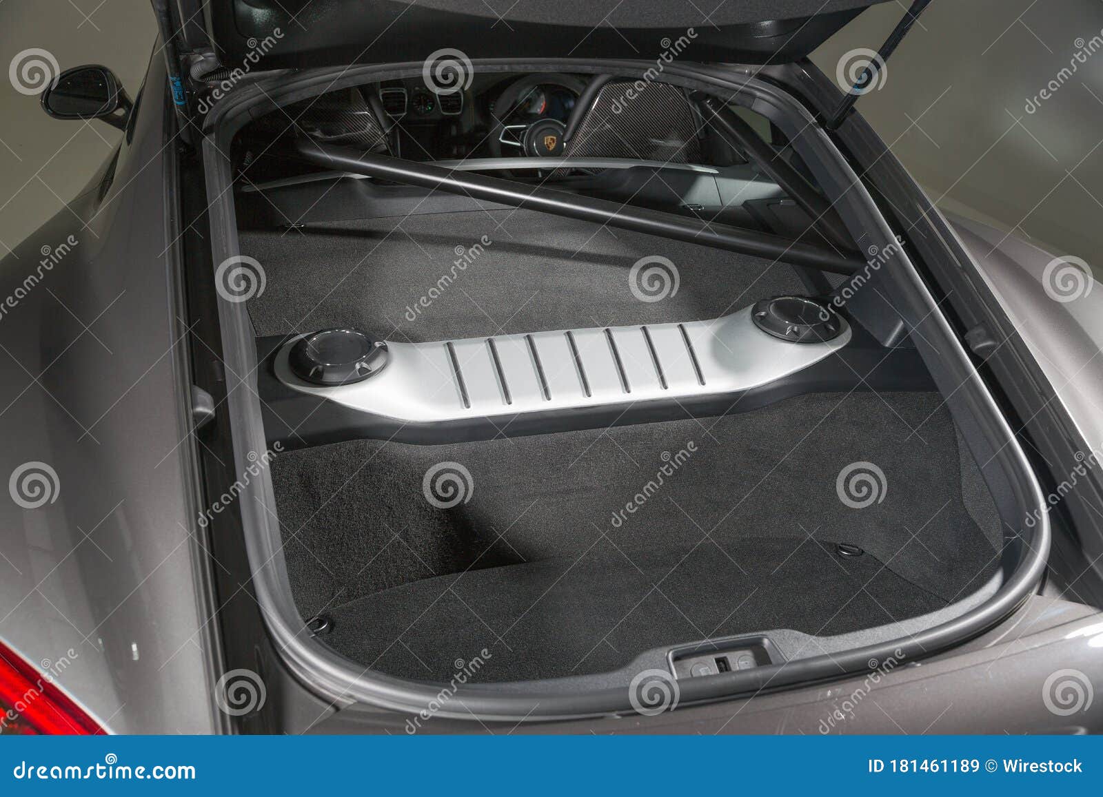 Empty Black Trunk of a Black Modern Luxury Car Stock Image - Image of ...