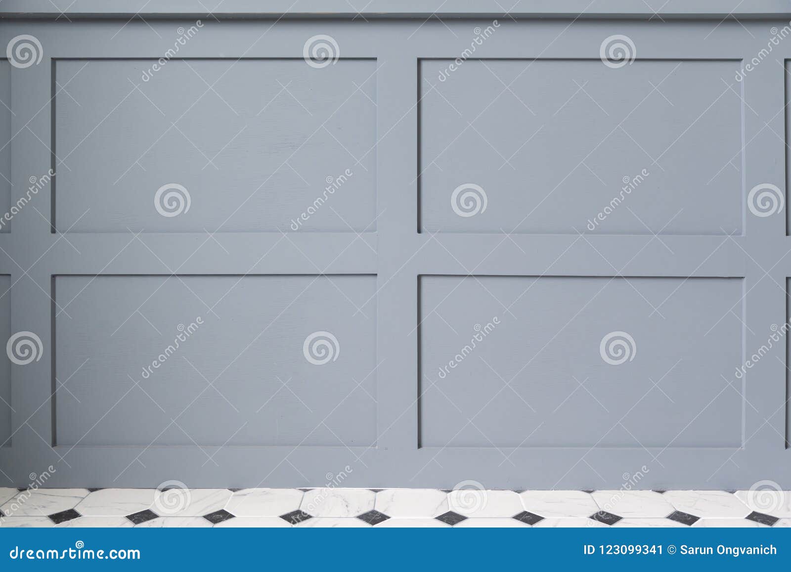 Empty Black and White Castle Floor with Gray Wall. Stock Image - Image ...