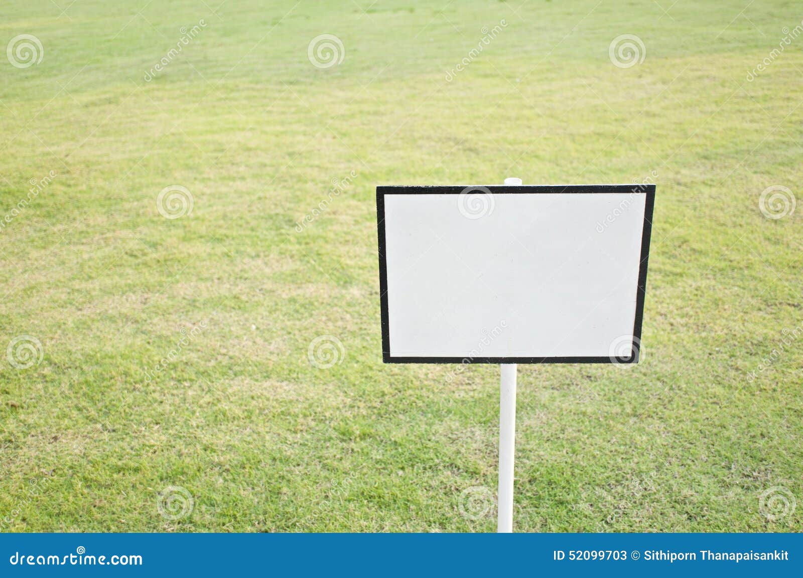 Empty Black and White Sign Board on Green Grass Stock Image - Image of ...