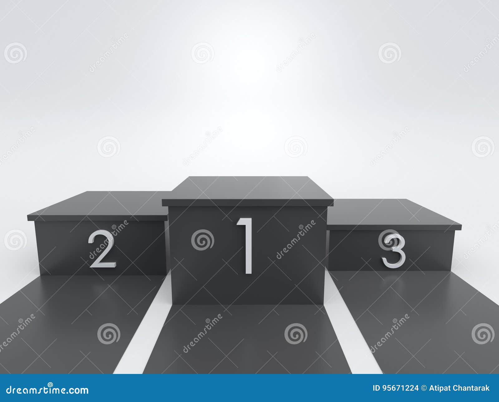 Empty Black Winners Podium on White Background. 3D Rendering Stock ...