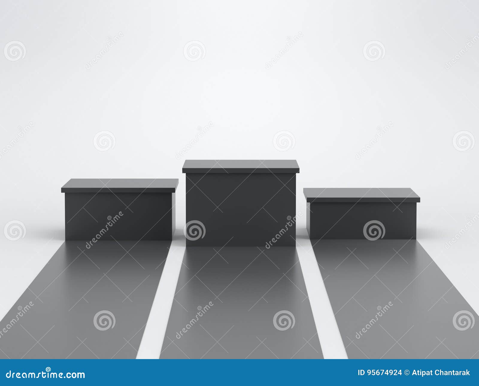 Empty Black Winners Podium on White Background. 3D Rendering. Stock ...