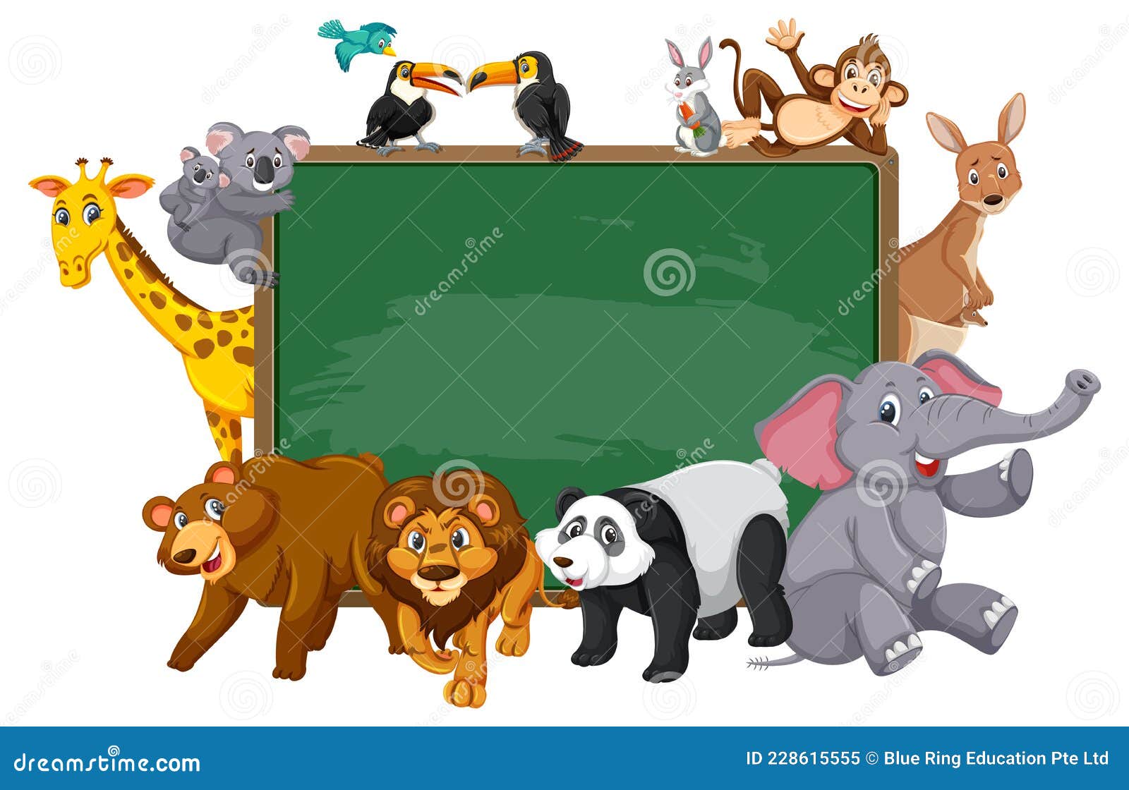 Empty Blackboard with Various Wild Animals Stock Vector - Illustration ...