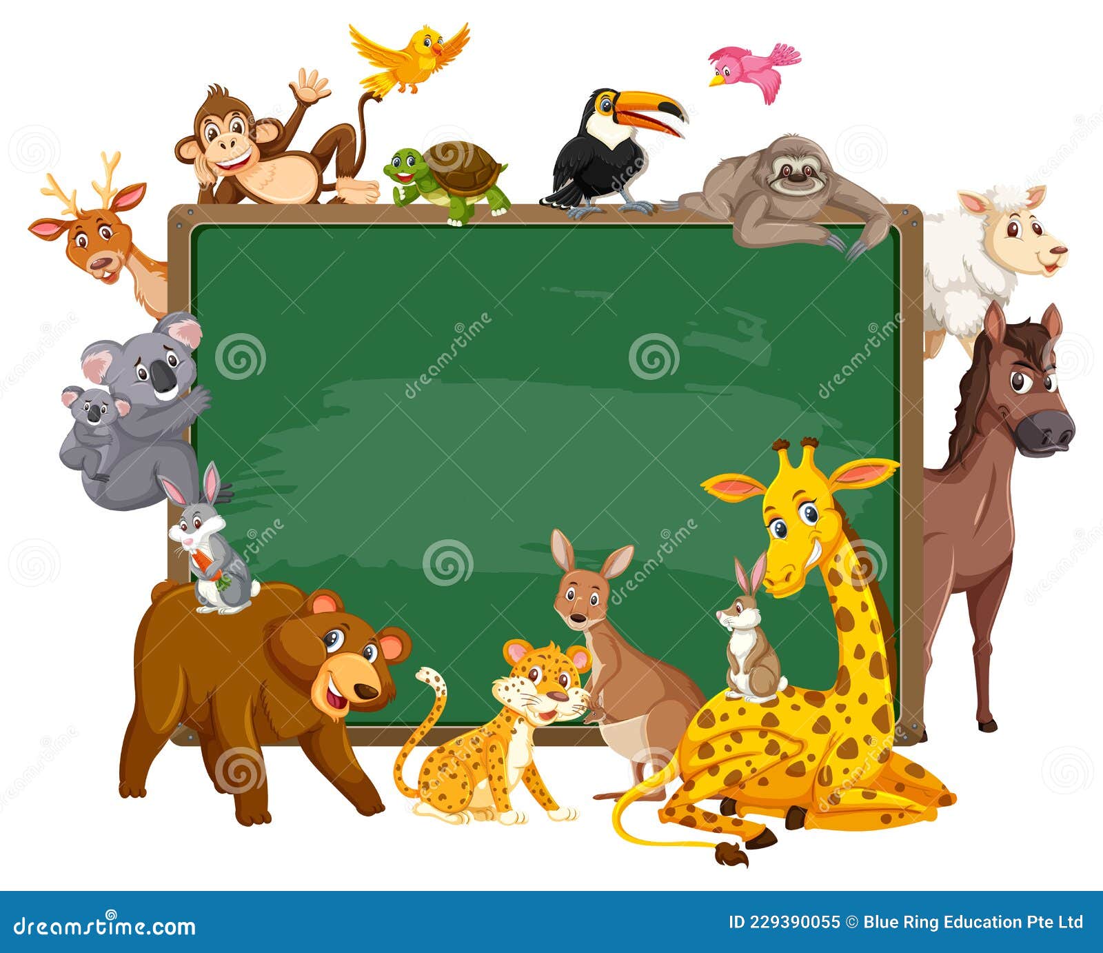 Empty Blackboard with Various Wild Animals Stock Vector - Illustration ...
