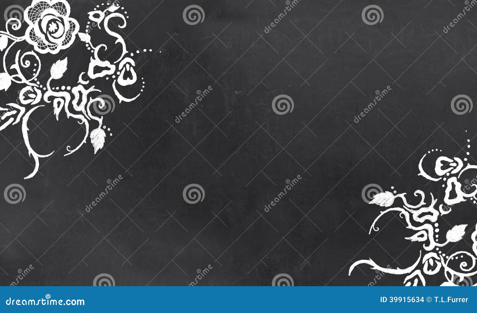 Empty Blackboard with Vintage Floral Pattern Stock Illustration ...