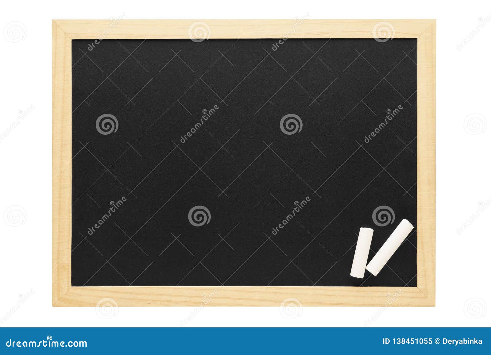 Empty Blackboard with Wooden Frame and Chalk. Copy Space Stock Image ...