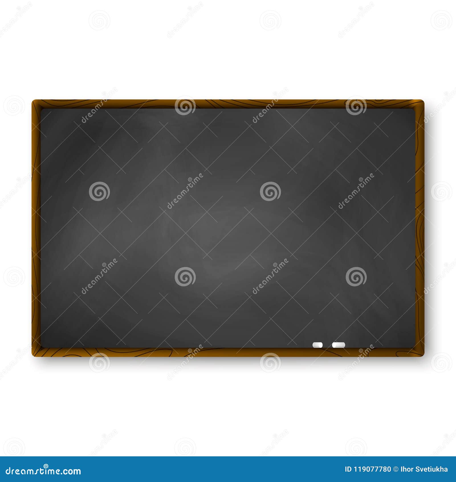 Empty Blackboard with Wooden Frame and Piece of Chalk. Template of ...
