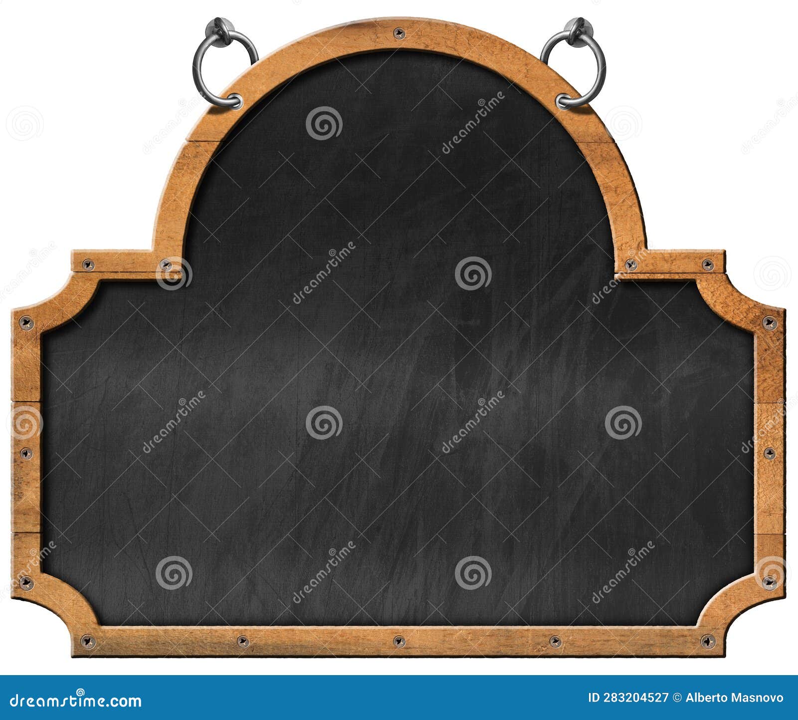 Empty Blackboard with Wooden Frame Rectangular and Circle Isolated on ...