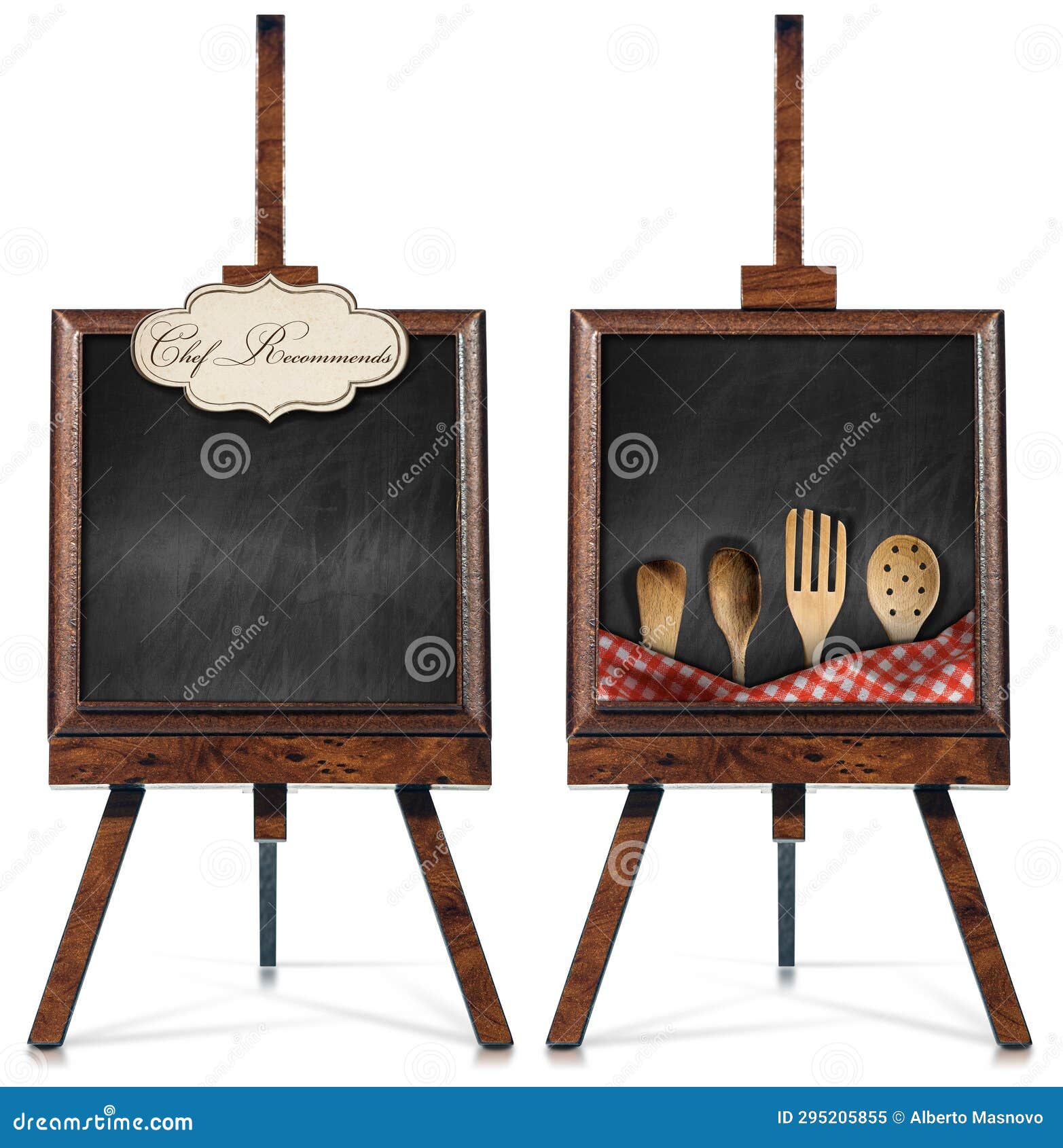 Empty Blackboards with Wooden Easel - Template for Restaurant Menu ...