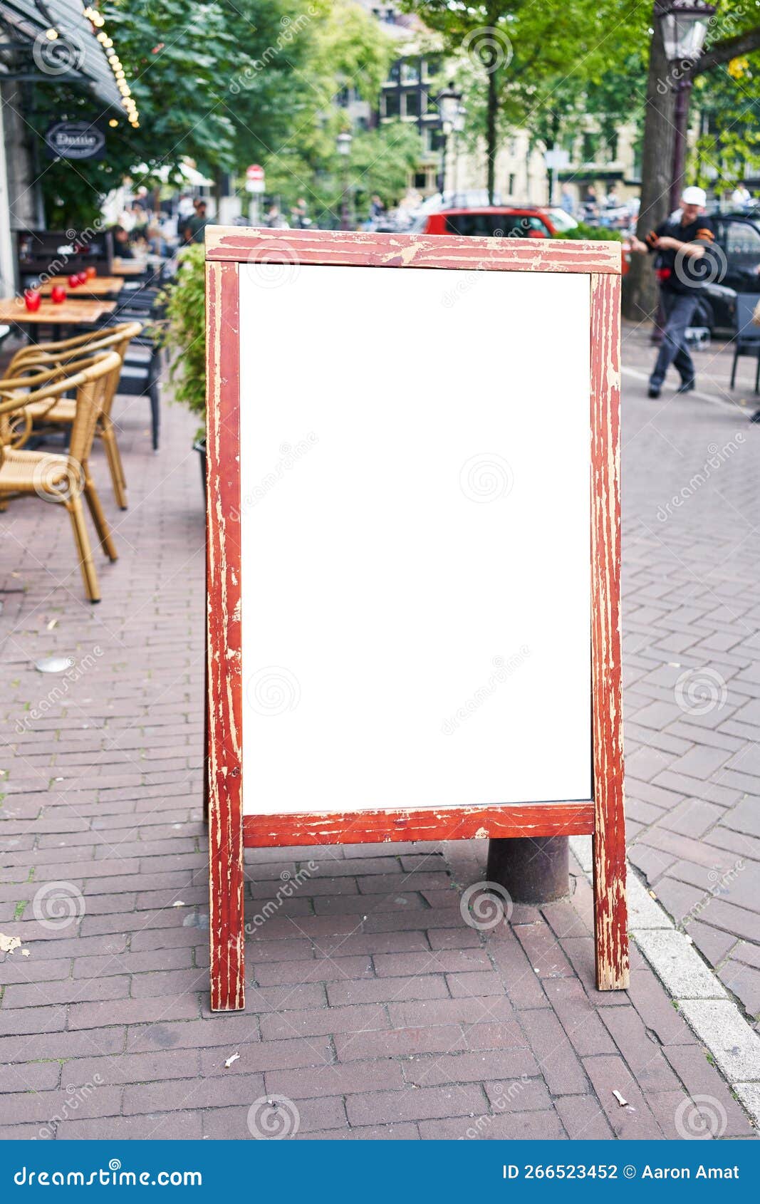 Empty Blank Banner at Coffee Shop Terrace Stock Photo - Image of ...