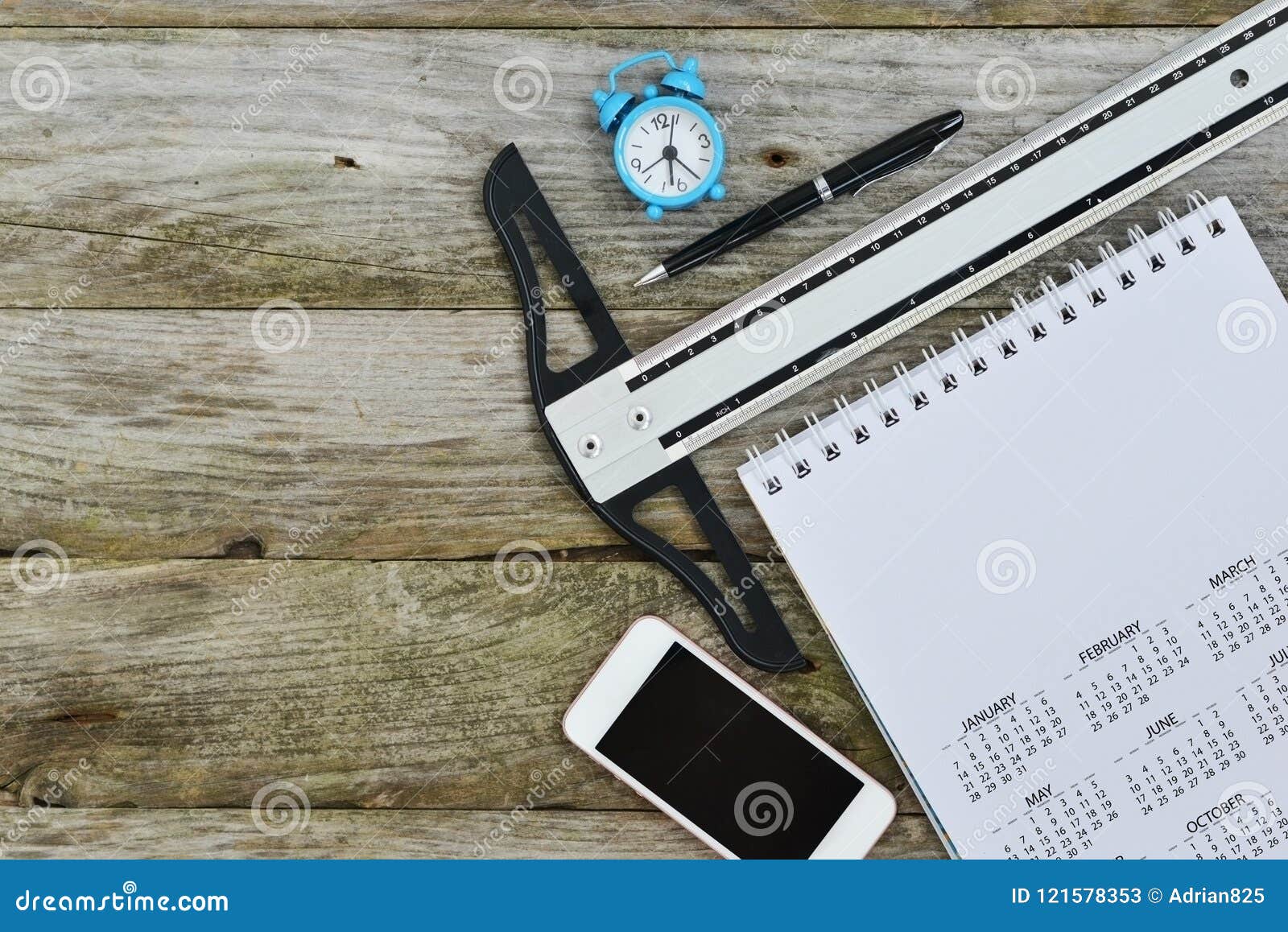 Empty or Blank Calendar Notebook on Wooden Background Stock Image ...