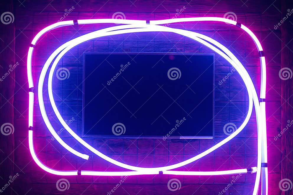 Neon light computer screen stock image. Image of night - 205293043
