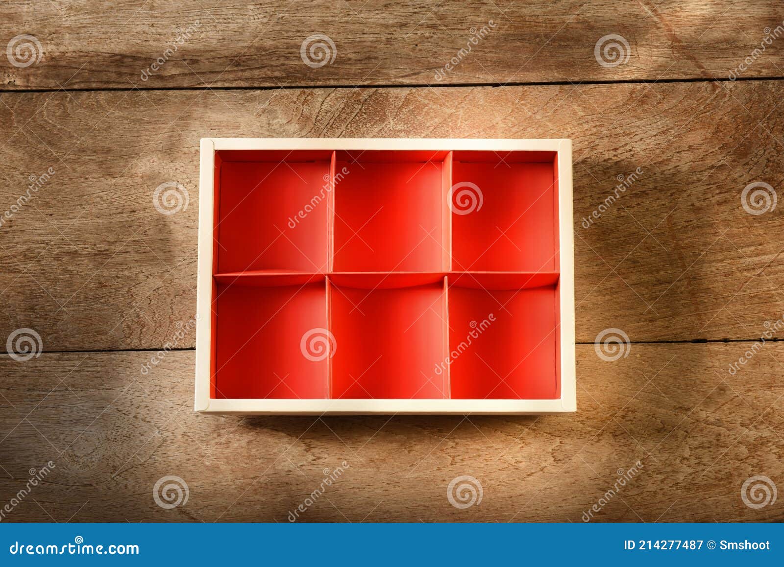 Top View of Empty Open Red Cardboard Box on Wooden Background Stock ...