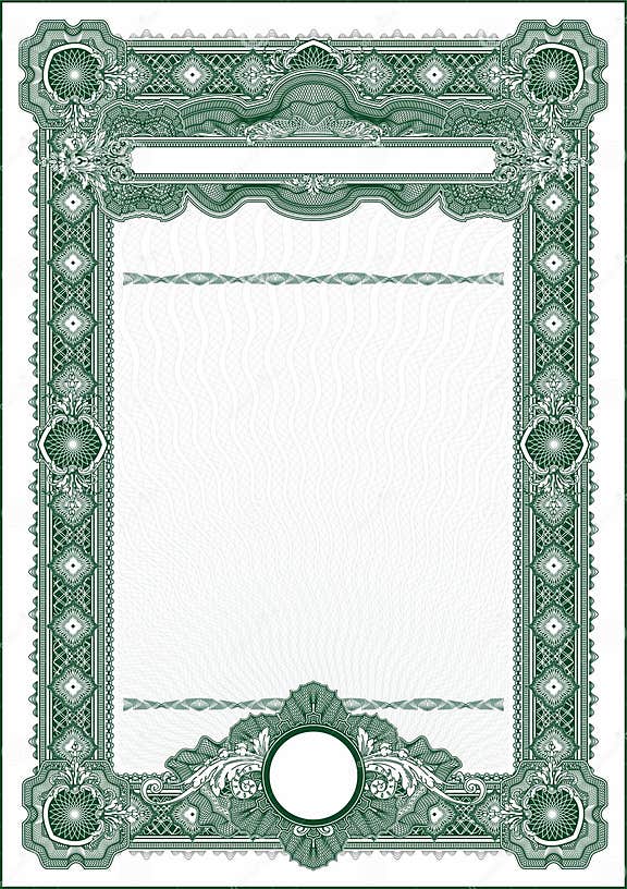 An Empty Blank for Creating Certificates, Diplomas or Other Securities ...