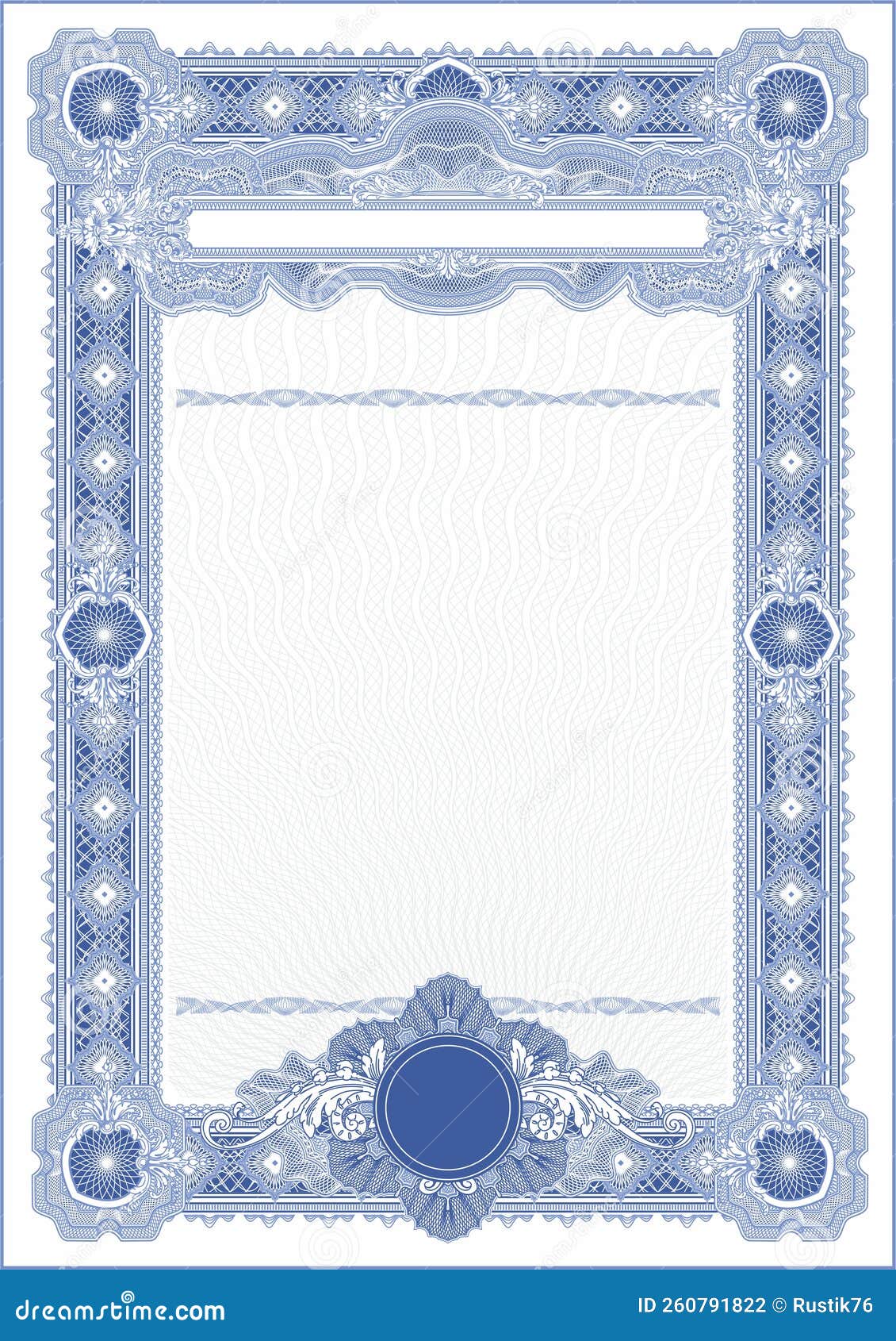 An Empty Blank for Creating Certificates, Diplomas or Other Securities ...