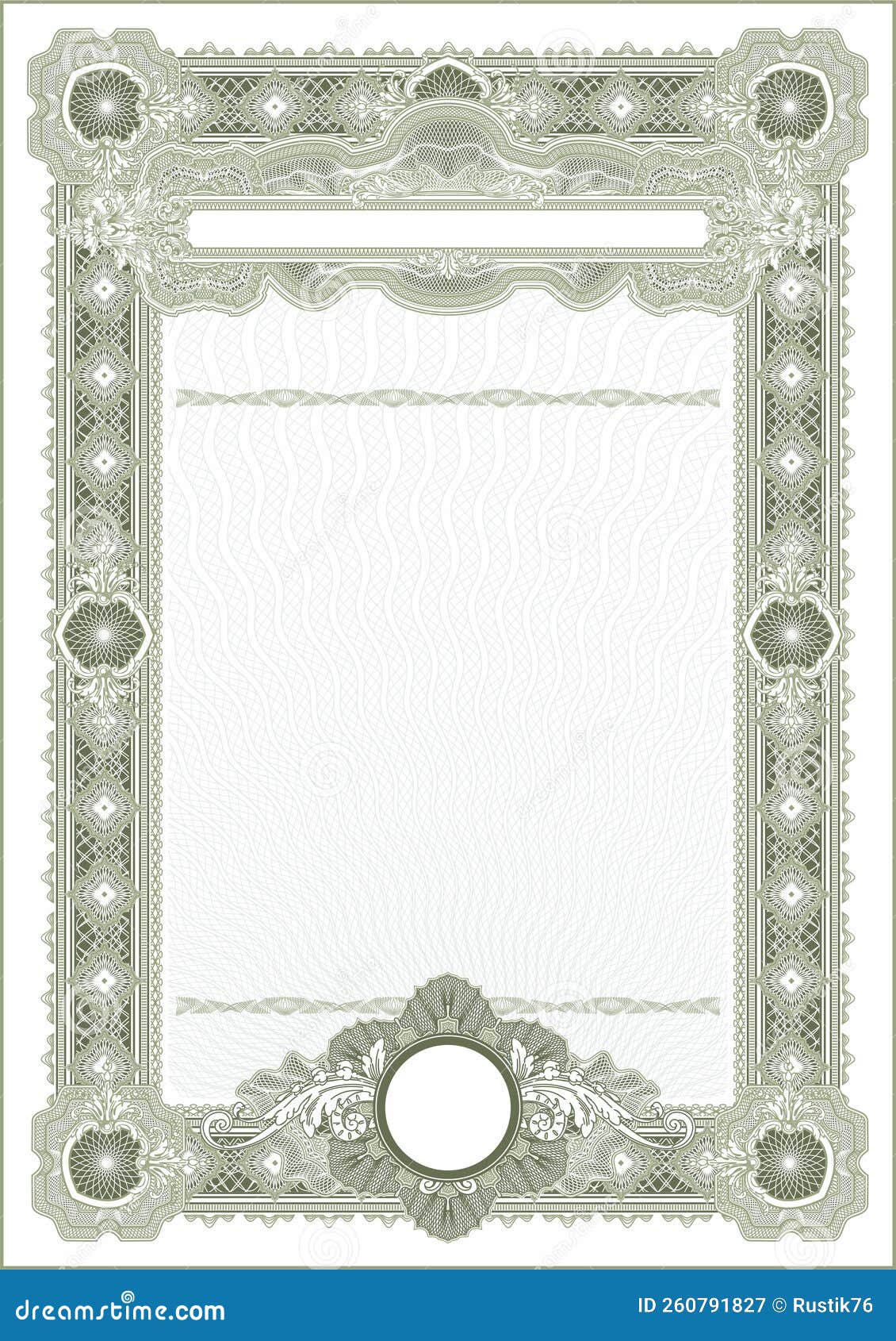 An Empty Blank for Creating Certificates, Diplomas or Other Securities ...