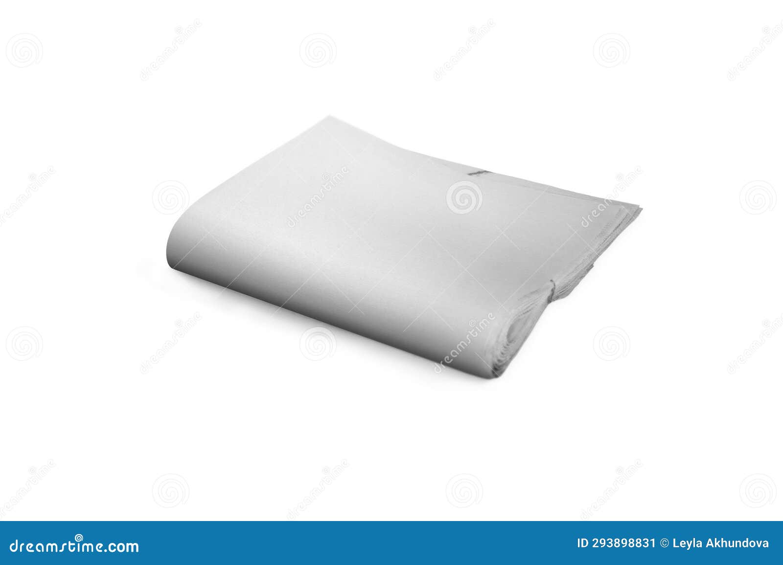 Empty Blank Folded Newspaper Mockup Isolated on White Background. Stock ...
