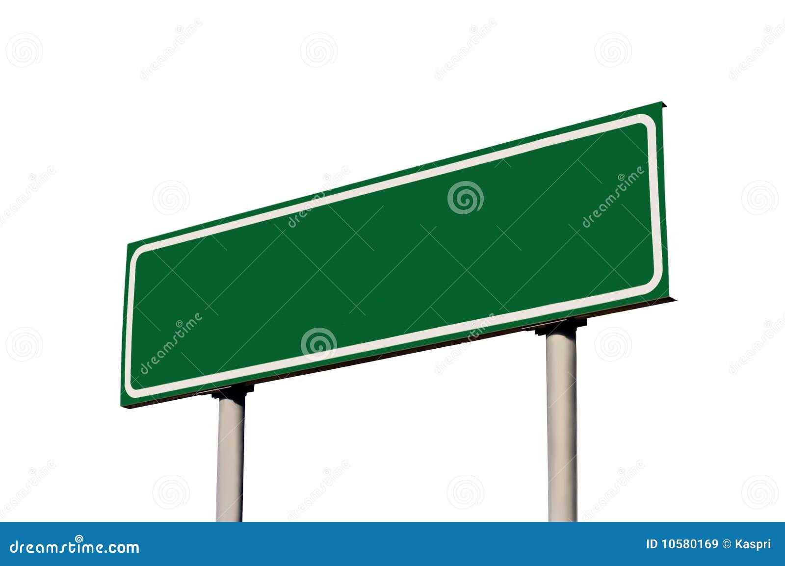 Empty Blank Green Road Sign Guide Post Isolated Stock Image - Image of ...