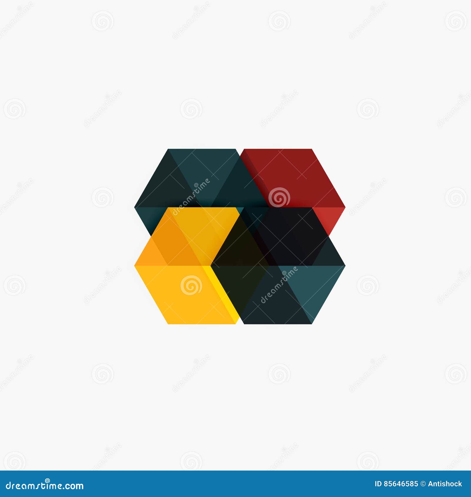 Empty Blank Hexagon Layout, Geometric Template for Text and Options ...