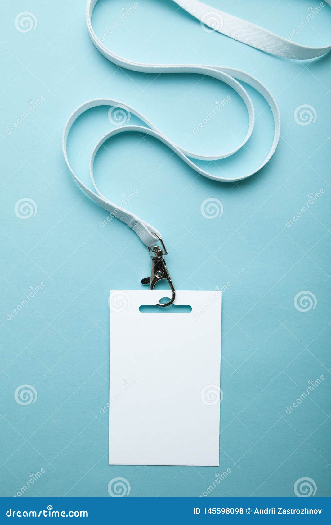 Empty Blank ID Card / Badge with Copy Space, Isolated on Blue ...