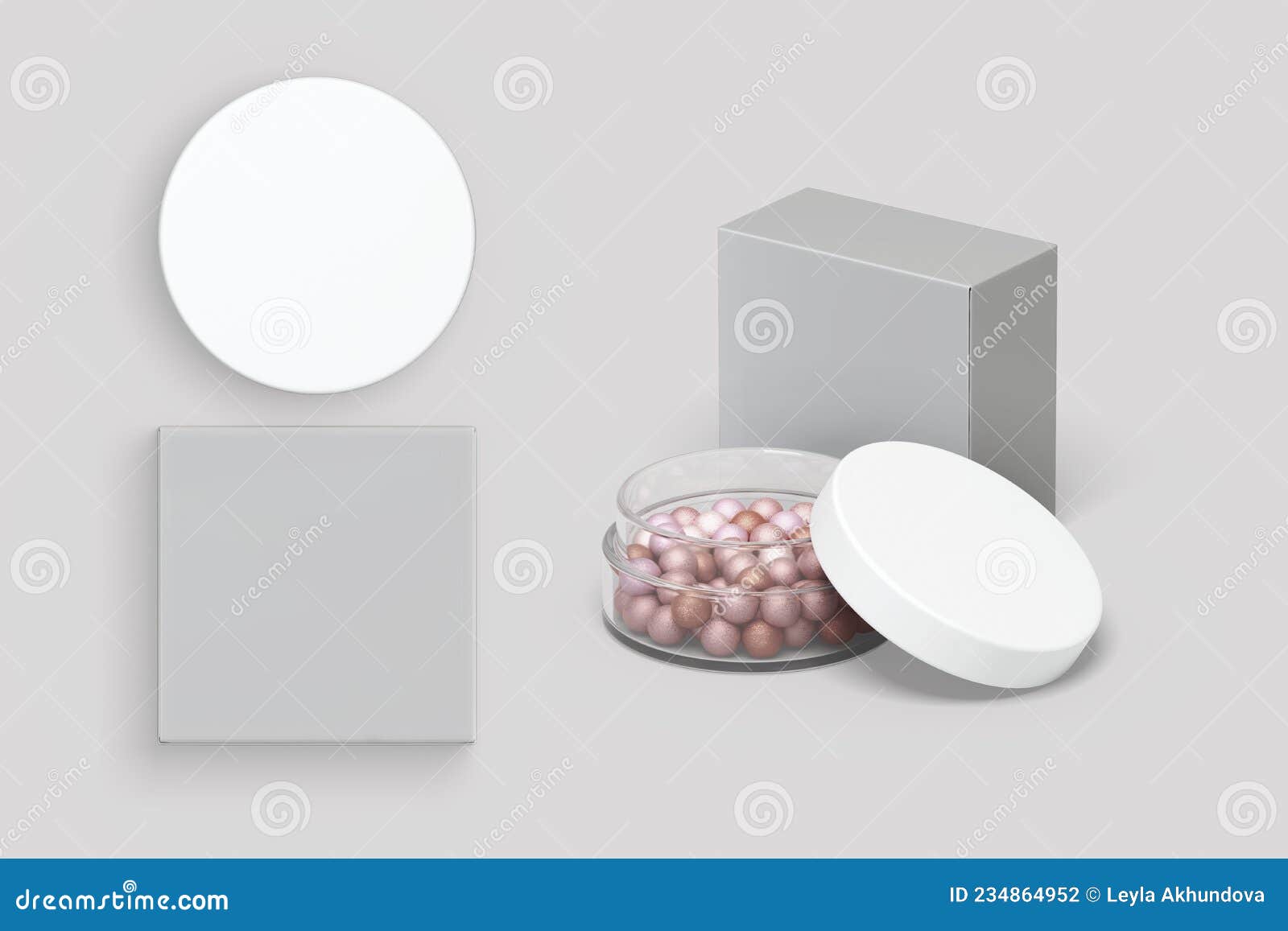 Empty Blank Open Transparent Face Powder Or Blush Container With Balls ...