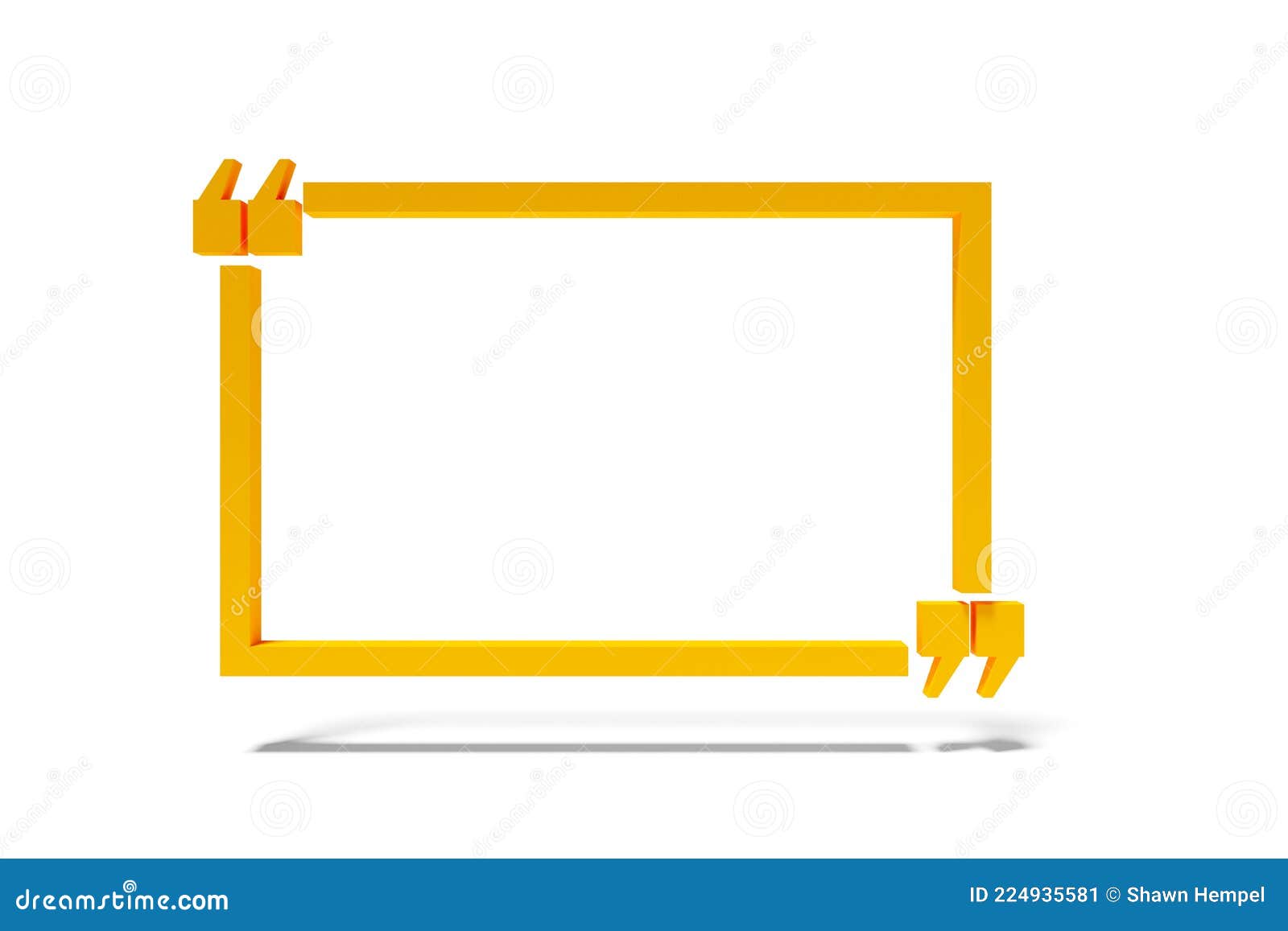 3D Empty Quotation Marks Frame On White Wall Royalty-Free Stock Image ...