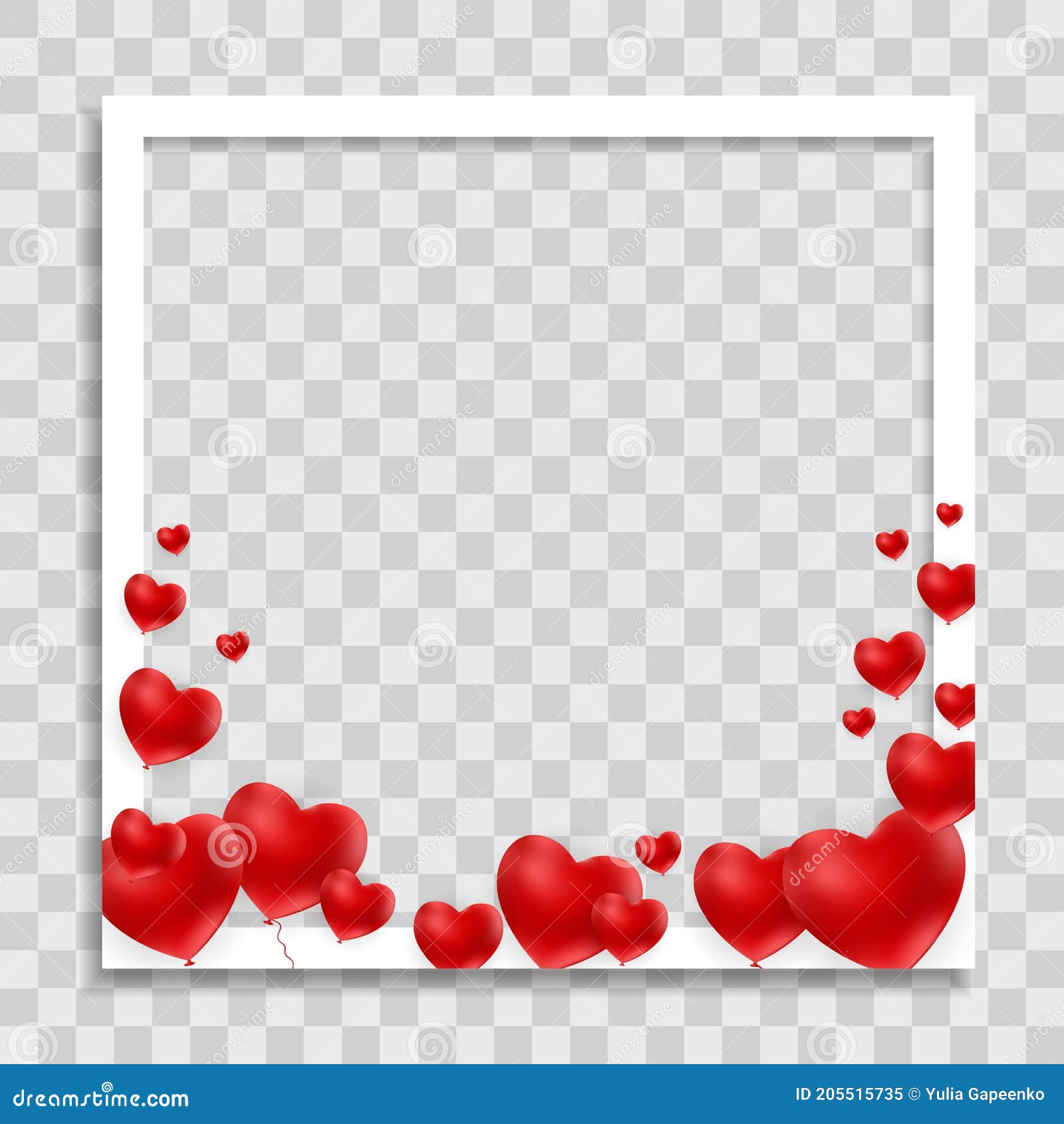 Empty Blank Photo Frame with Hearts Template for Media Post in Social ...