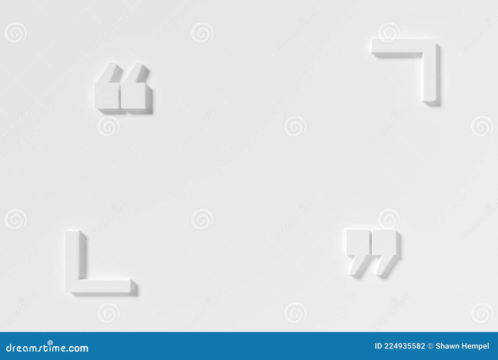 Empty, Blank Quotation Mark with Partial Speech Bubble on White ...
