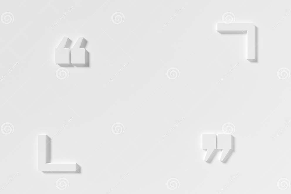 Empty, Blank Quotation Mark with Partial Speech Bubble on White ...