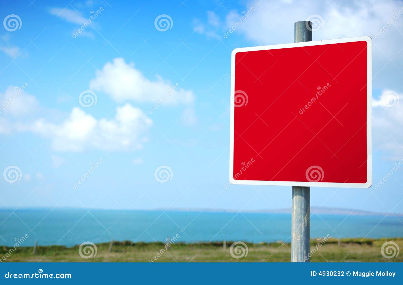Empty Blank Red Road Sign stock photo. Image of ocean - 4930232