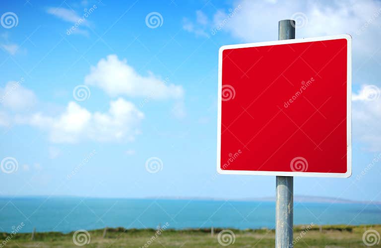 Empty Blank Red Road Sign stock photo. Image of ocean - 4930232
